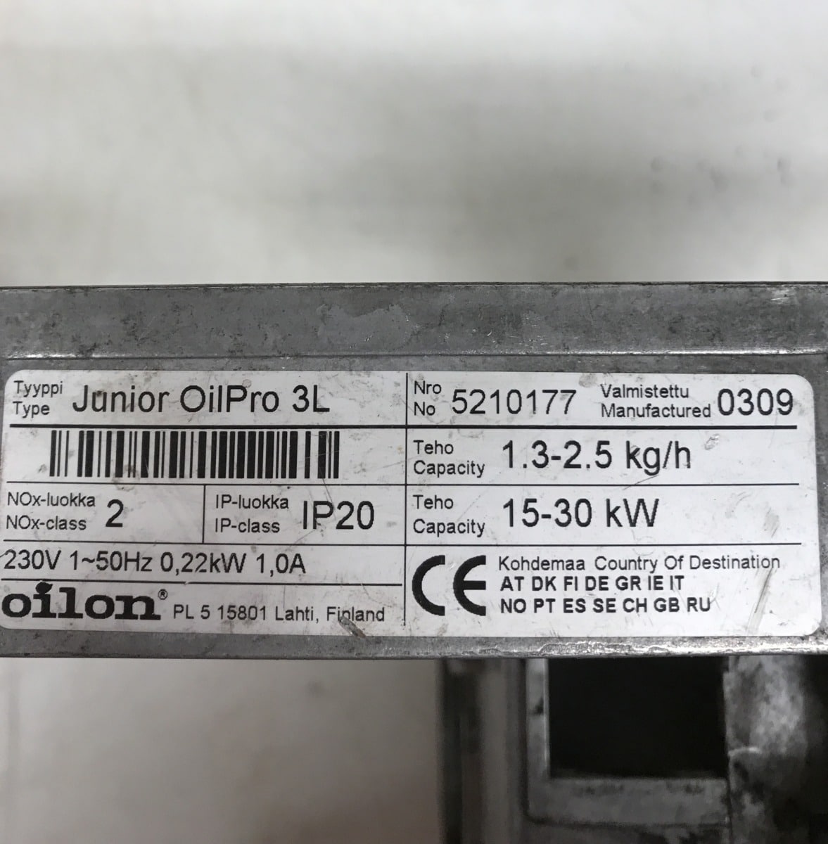 Öljypolttimen Oilon Junior Oilpro 3L liekinheitinputki - Purkukolmio Oy